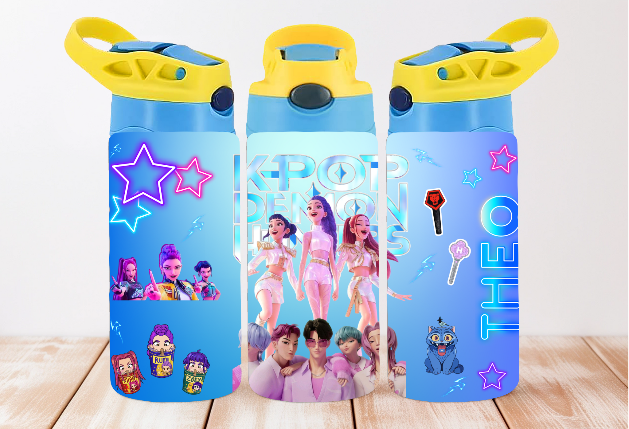Huntrix K-Pop Demon Hunters Kids 12 oz Flip Top Tumbler (Blue) – Sweet ...